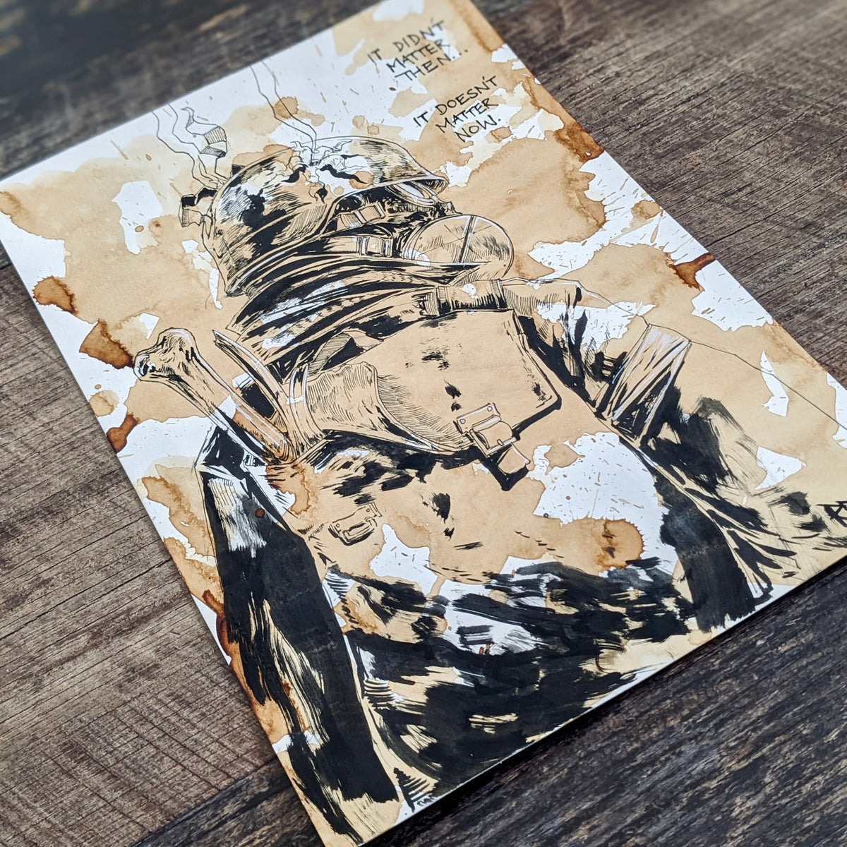 Coffee Painting - Inked Gas Mask – Massiveface Art